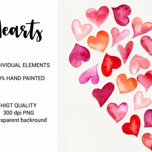 Watercolor Valentine Heart Clipart, Valentines Day Invitation Card ...