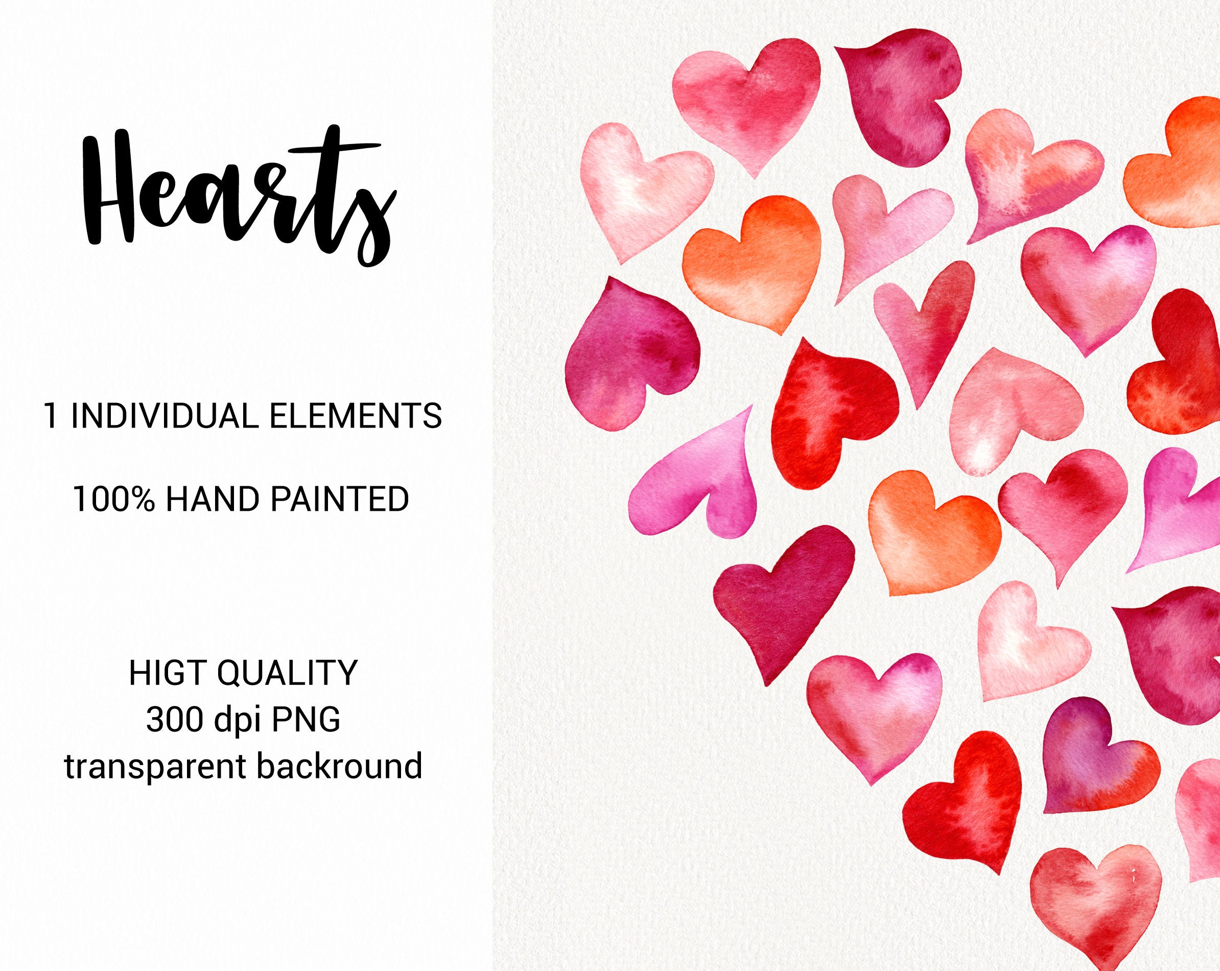 Watercolor Valentine Heart Clipart Valentines Day Invitation - Etsy