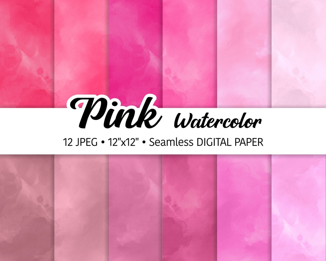 Pink Watercolor Digital Paper Pack, Abstract Watercolor Background ...