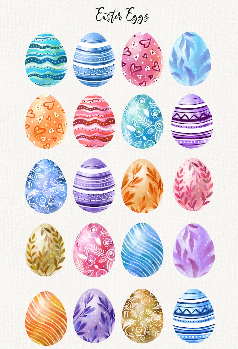 Watercolor Easter Egg Clipart Spring Easter Holiday Eggs Clip - Etsy