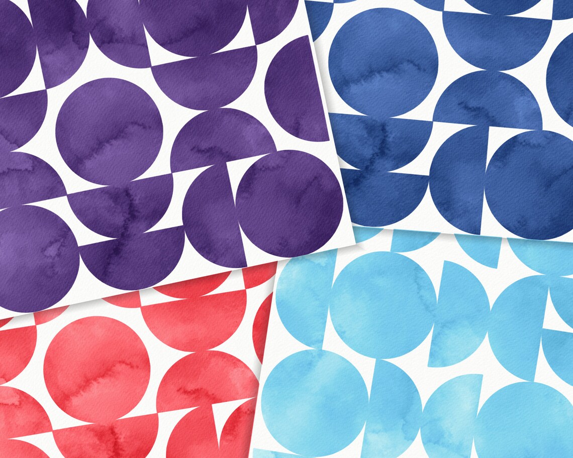 Watercolor Abstract Digital Paper, Geometric, Color Textures, Modern ...