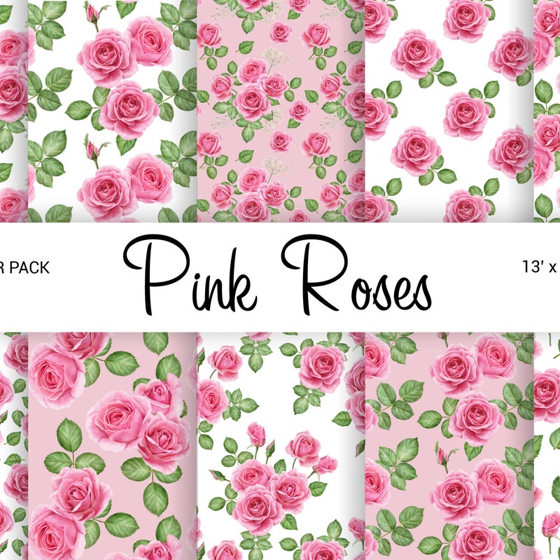 Roses Digital Paper - Etsy