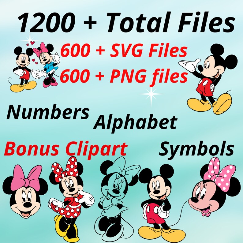 Mickey Alphabet SVG PNG Clipart Instant Digital Download, Mickey ...