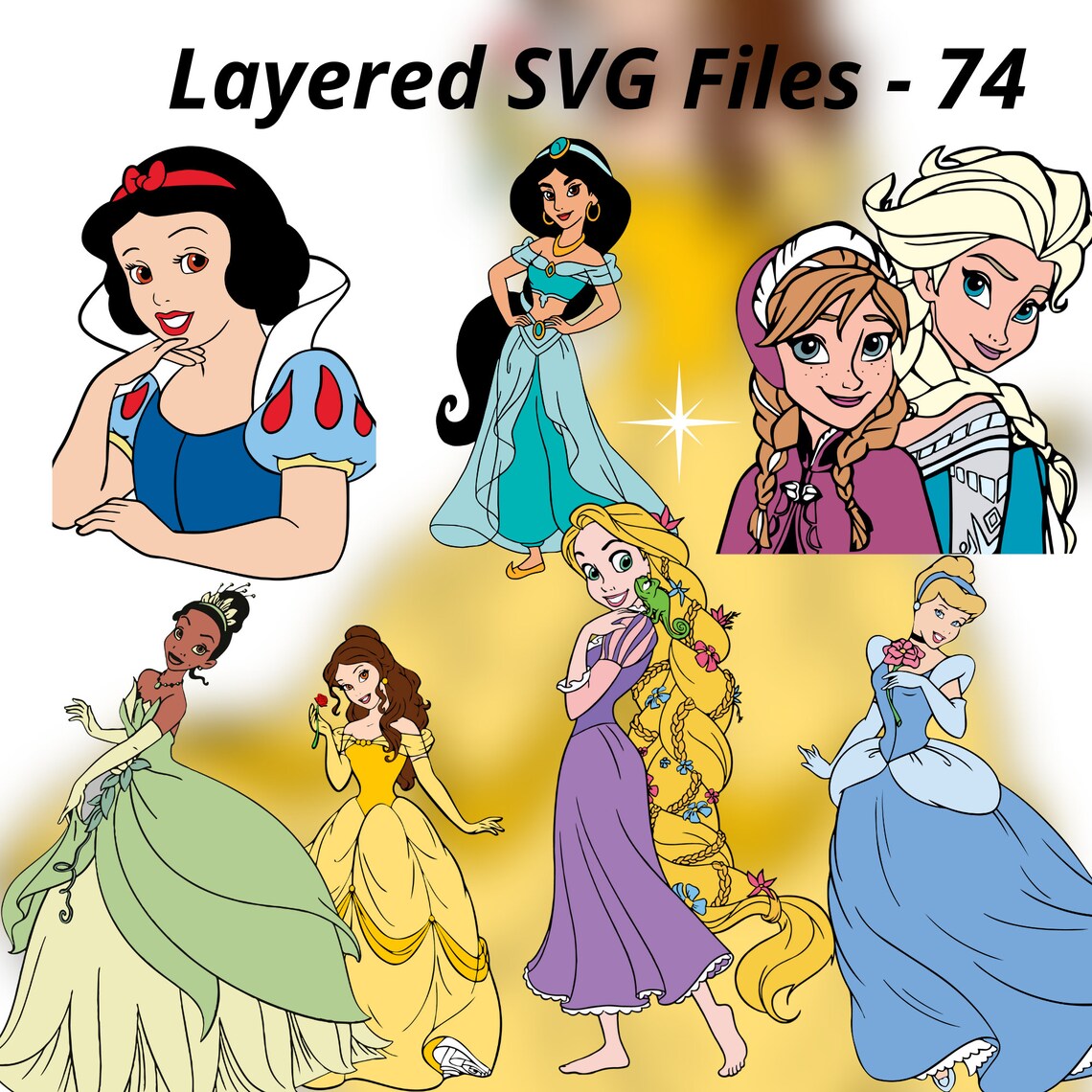 Bundle Princess SVG PNG Digital Files, Princess Clipart, Frozen Svg ...