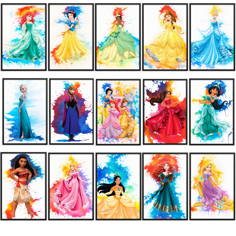 Bundle Princess 15, Printable Princess Poster, Princess Wall Art ...