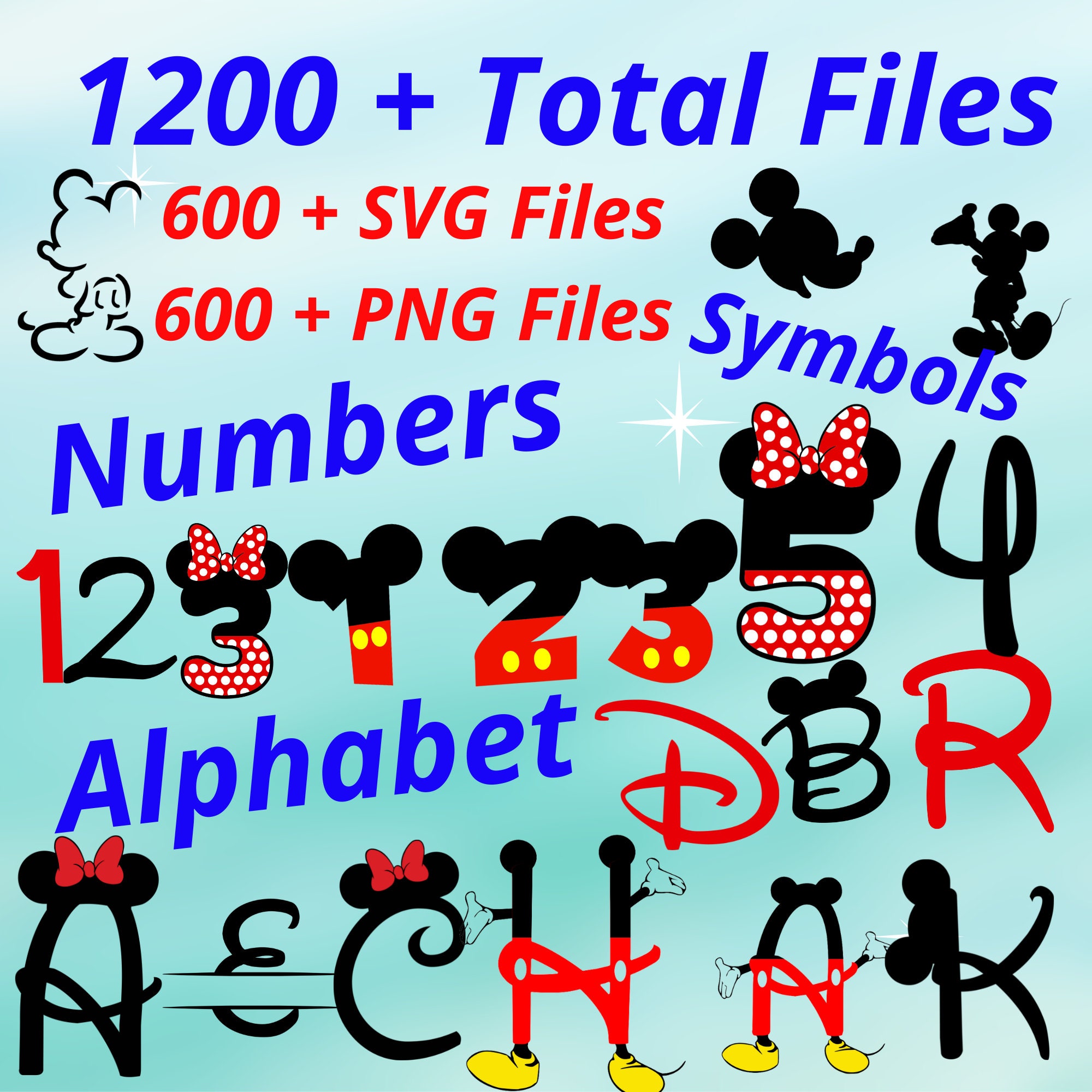 Mickey Alphabet SVG PNG Clipart Instant Digital Download, Mickey ...