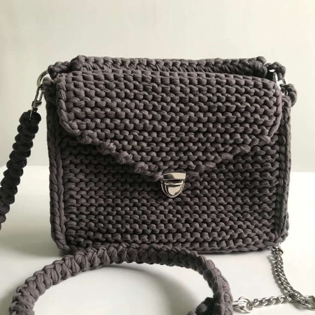 Unique Handbag Crochet Bag Cotton Knitted Bag Crocheted - Etsy