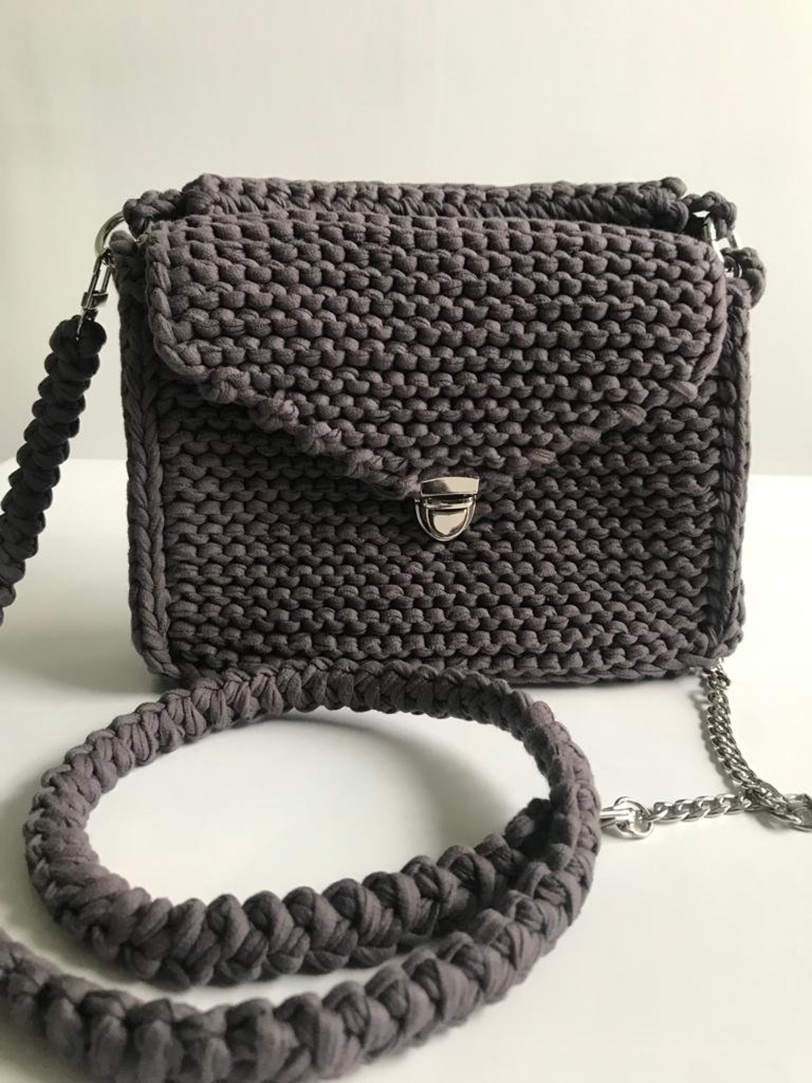 Unique Handbag Crochet Bag Cotton Knitted Bag Crocheted - Etsy