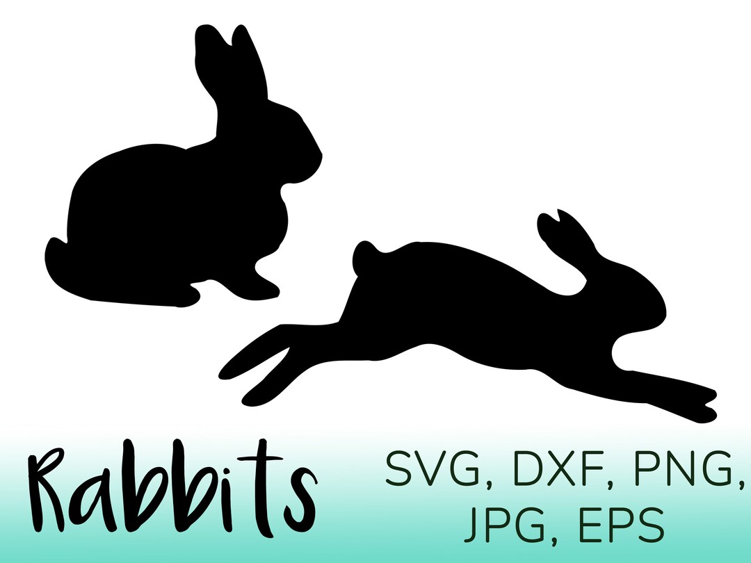 Rabbit Bunny Running and Sitting Vector Svg Dxf Eps Png Jpg Files for ...