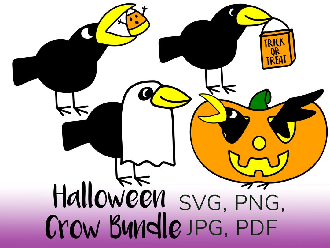 Cute Crow Clip Art Set - Vector Images for Crafting, Invitations, T ...