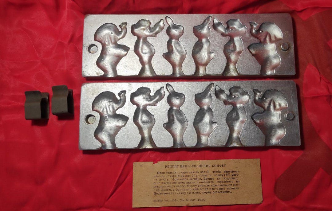 Vintage USSR Cast Aluminum Candy Molds, Chocolate and Lollipop Mold ...