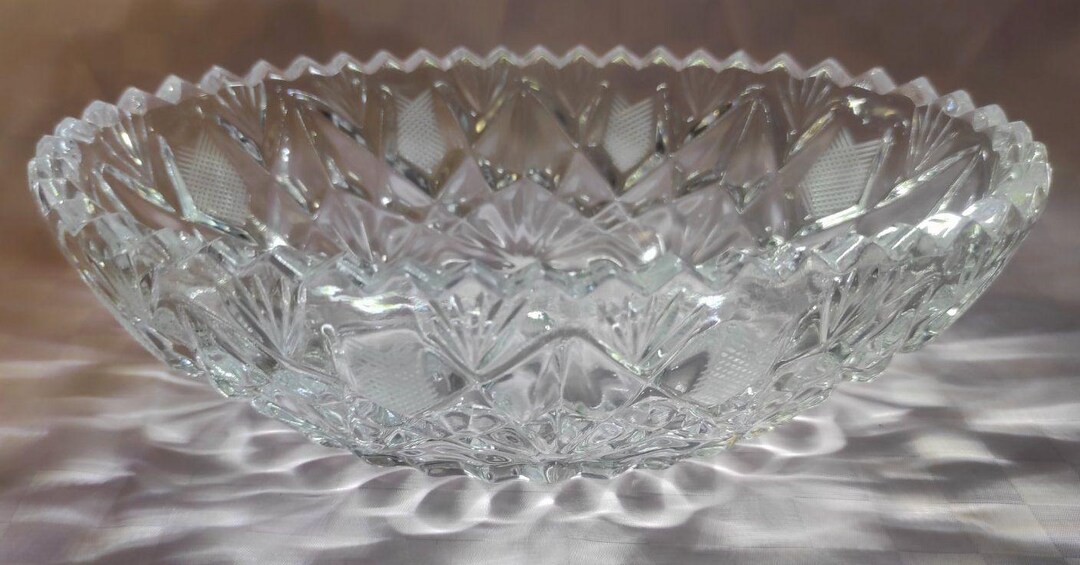 Vintage Crystal Bowl, Heavy, Thick Crystal Bowl for Serving Salad ...