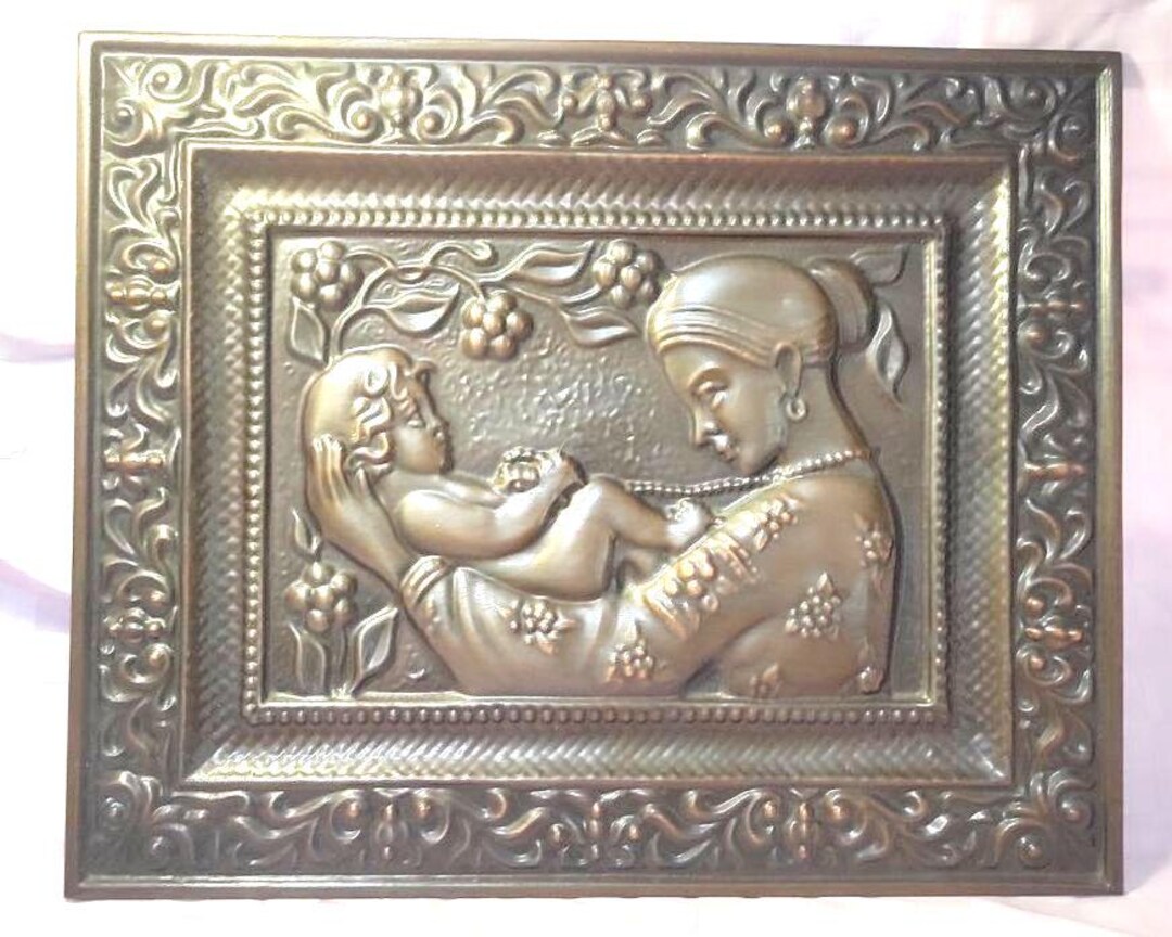 Very Beautiful Soviet Vintage Forged Wall Painting Mother and Child ...