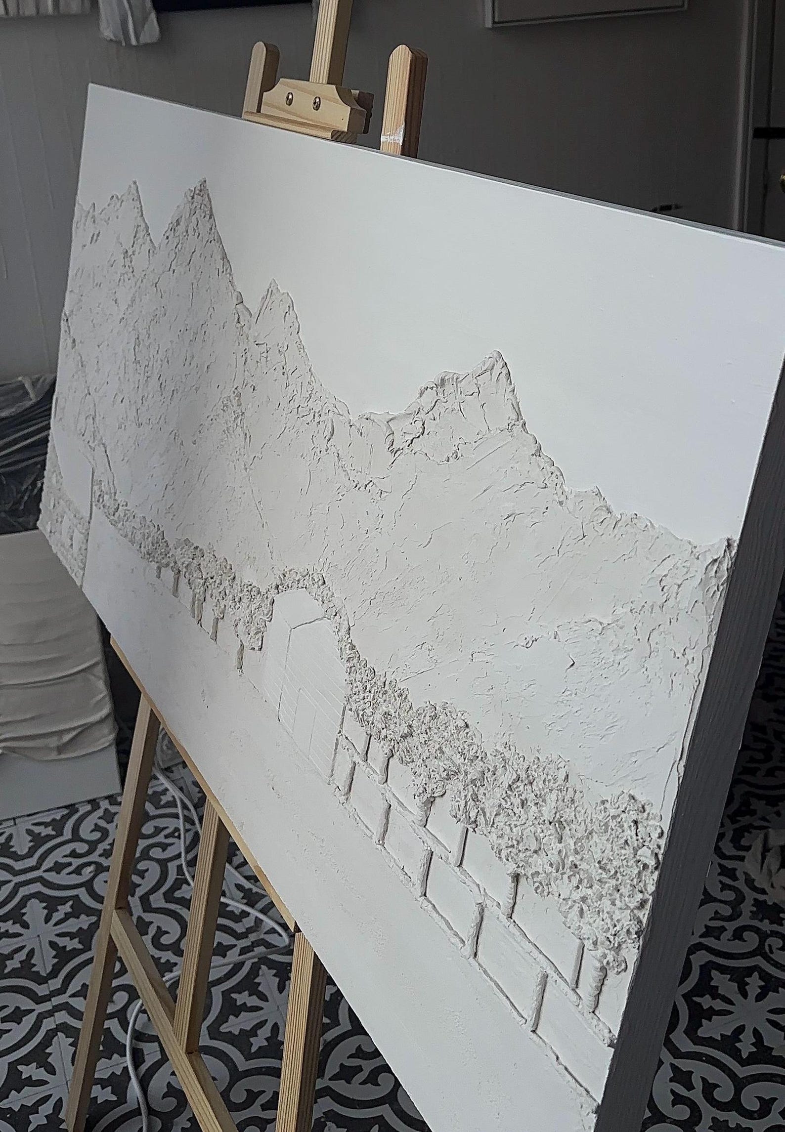 White Plaster Mountain Wall Art | Bas Relief | Textured Art | Gifts ...