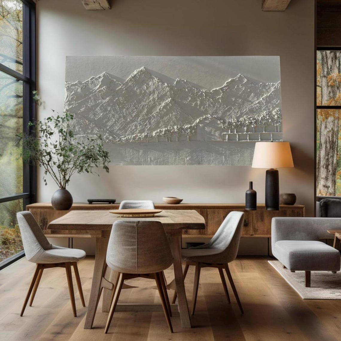 White Plaster Mountain Wall Art | Bas Relief | Textured Art | Gifts ...