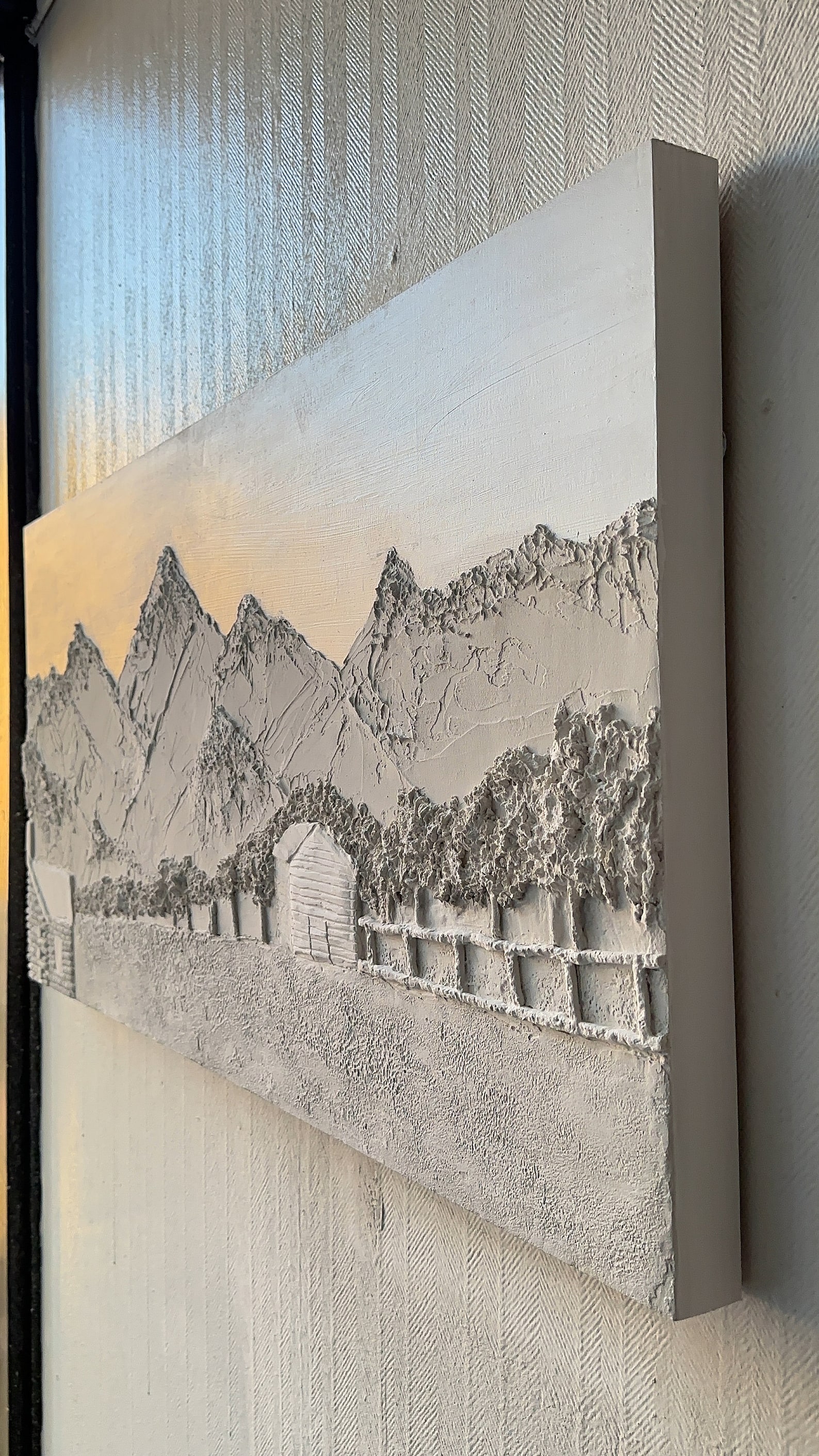 White Plaster Mountain Wall Art | Bas Relief | Textured Art | Gifts ...