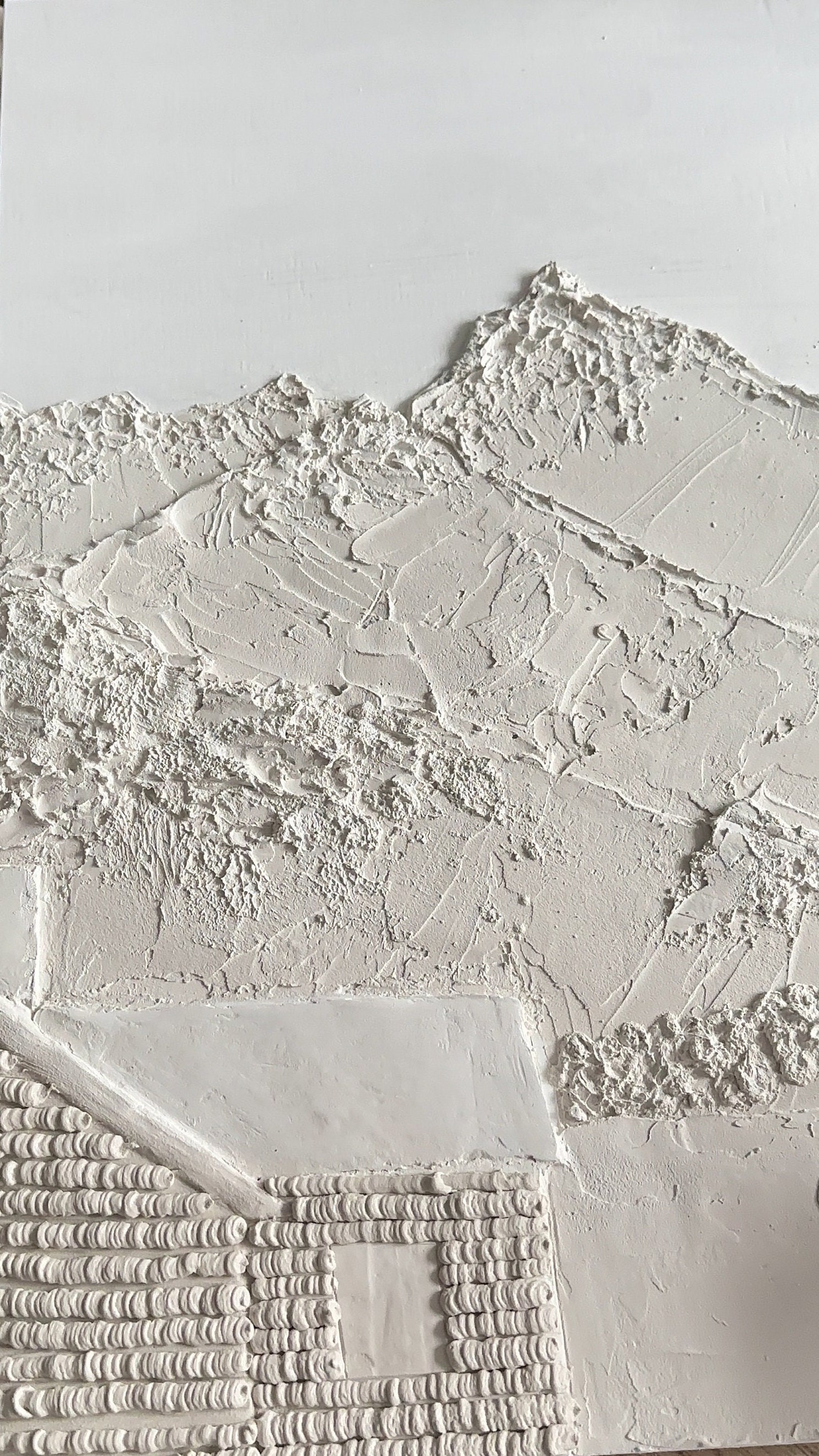 White Plaster Mountain Wall Art | Bas Relief | Textured Art | Gifts ...