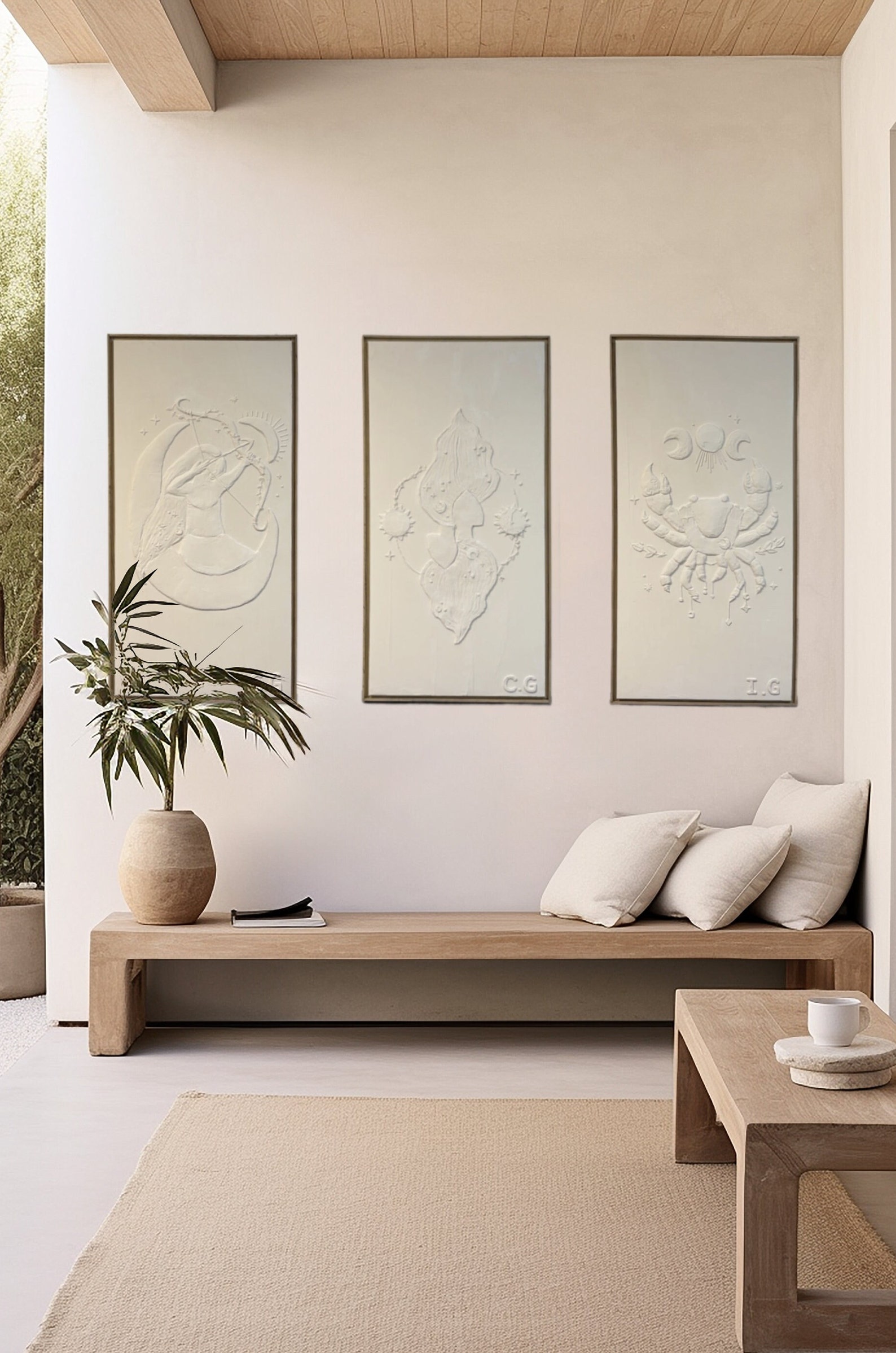 Personalized Plaster Horoscope Sign | Bas Relief | Textured Art | Wall ...