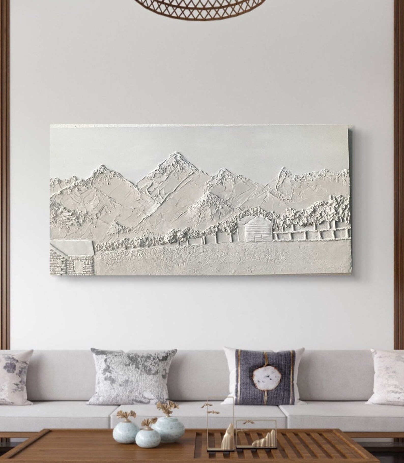 White Plaster Mountain Wall Art | Bas Relief | Textured Art | Gifts ...