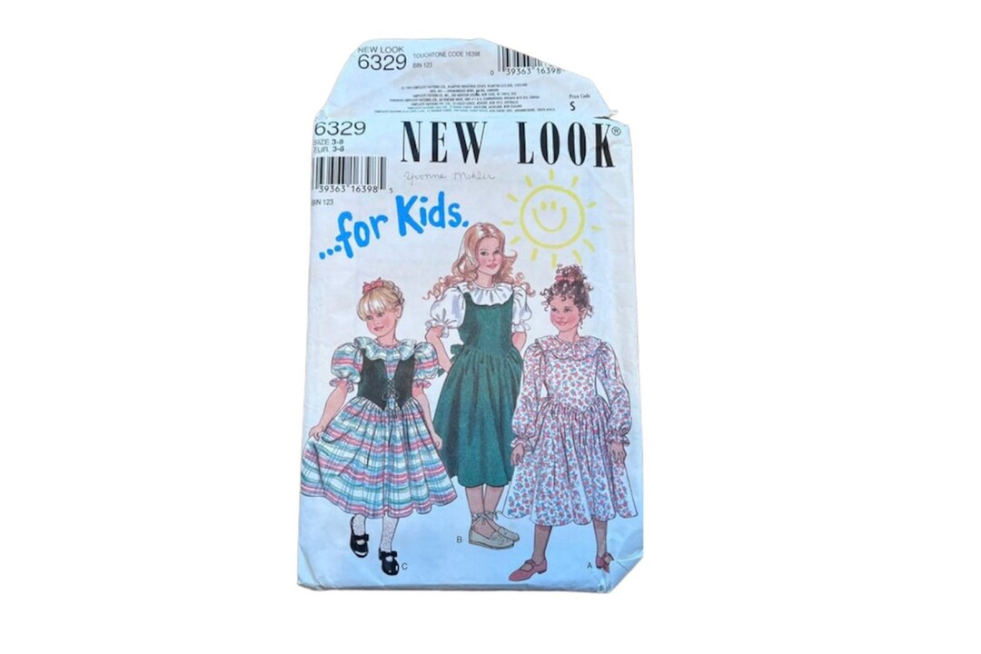 Vintage New Look for Kids 6329 Cut Complete Kids Dress Sewing Pattern ...