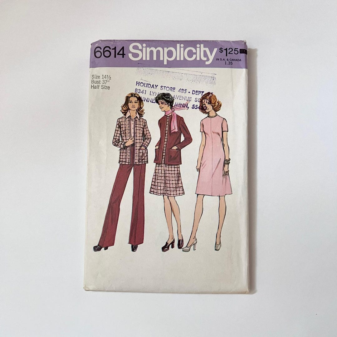 Simplicity 6614 Vintage Sewing Pattern Dress + Jacket CUT Sz 14.5 - Etsy