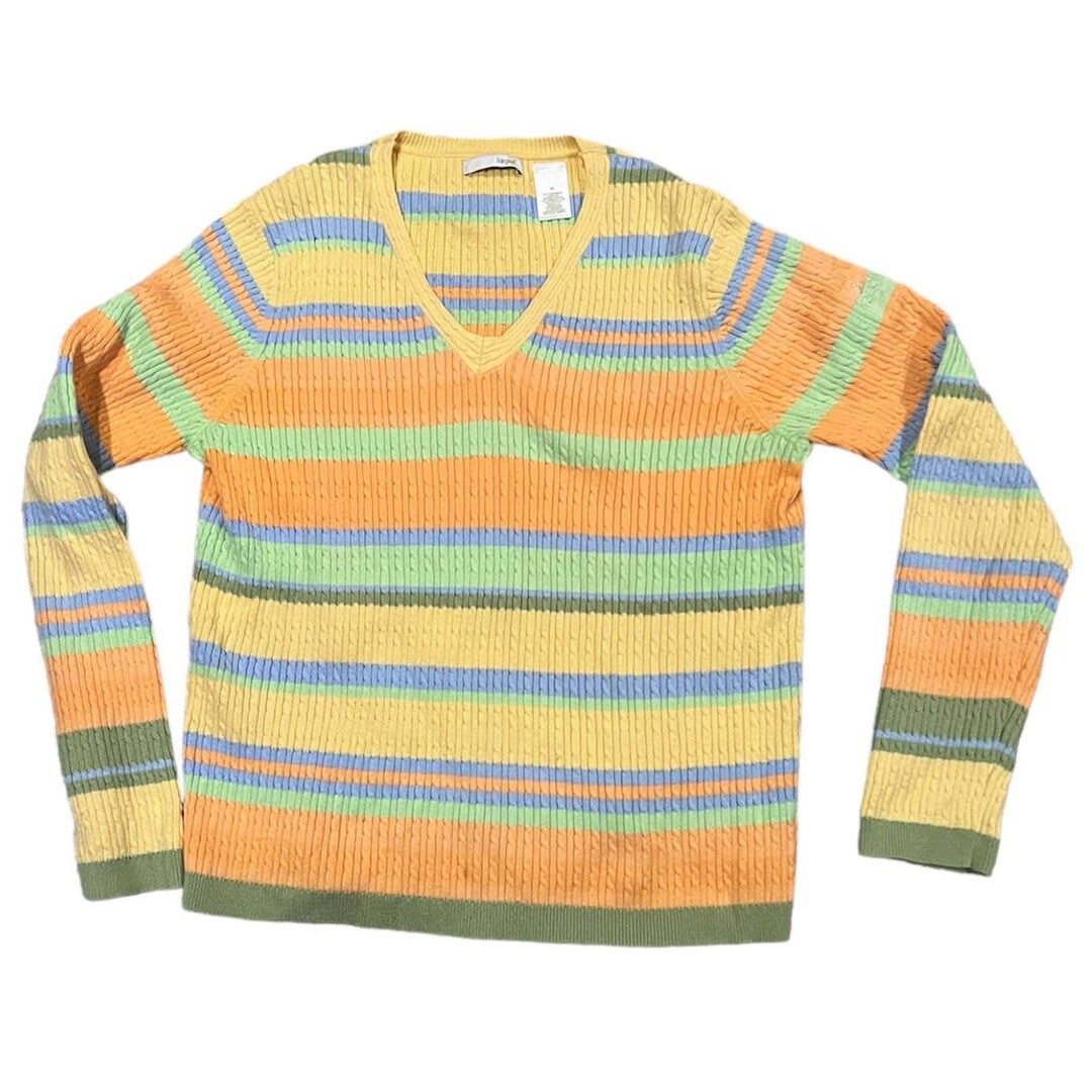 Vintage 90s/y2k Lizgolf Pastel Cable Knit Sweater V Neck - Etsy