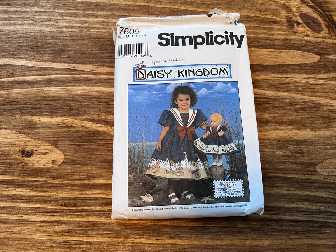 Simplicity 7605 Daisy Kingdom Kid and Doll Dress Vintage Sewing Pattern ...