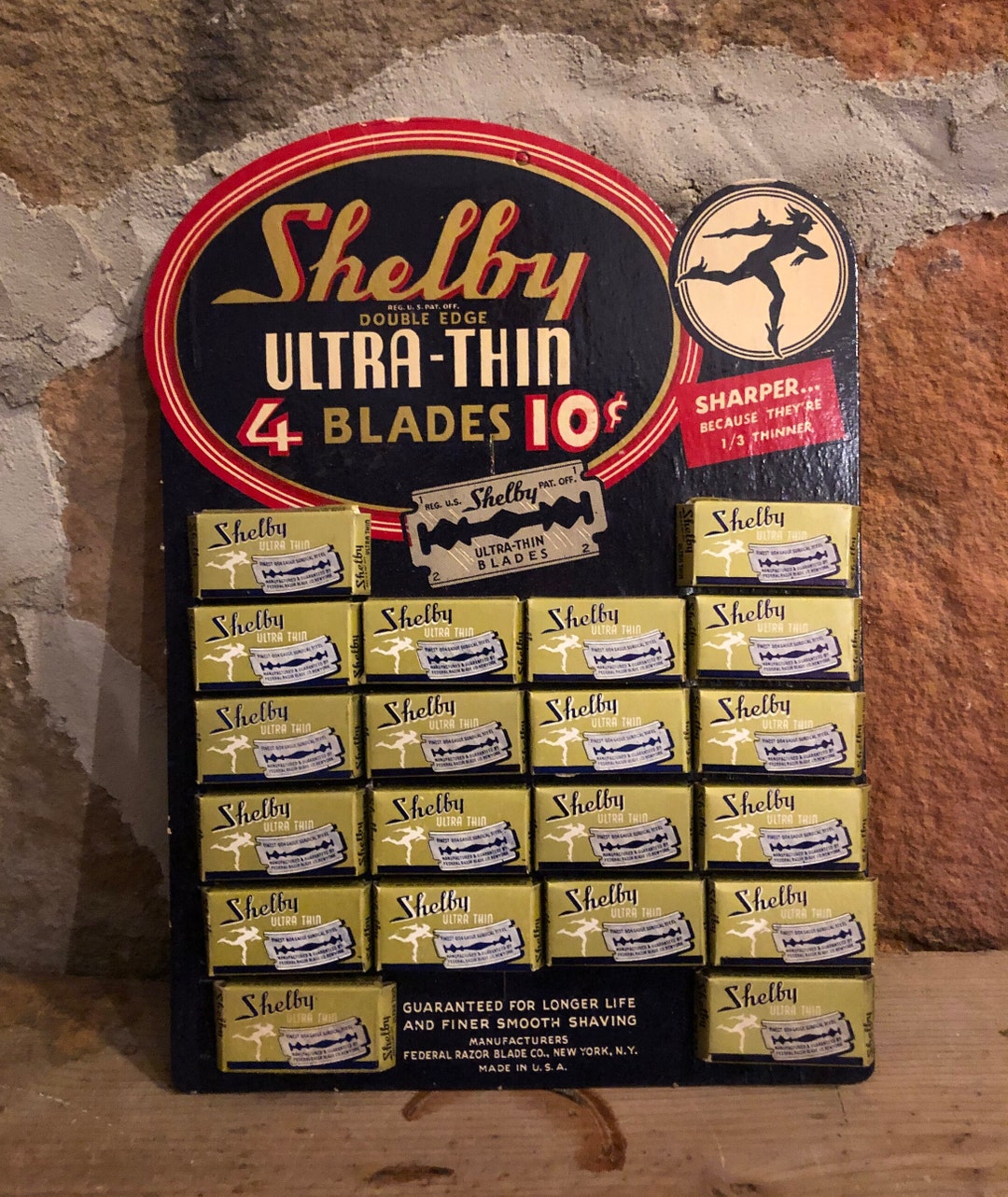 Vintage Store Display Shelby Razors - Etsy
