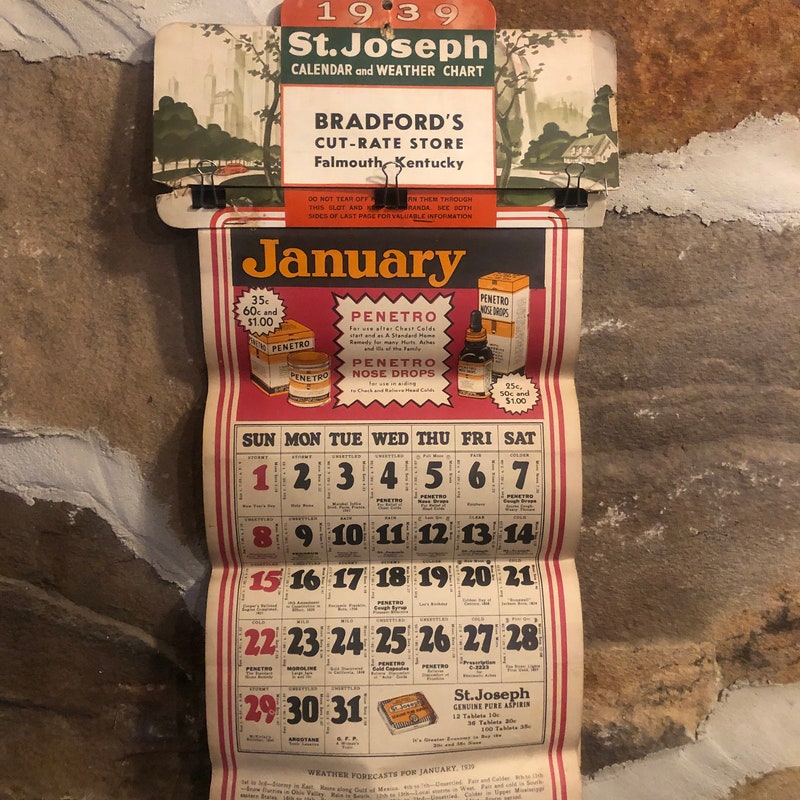 Calendar Vintage - Etsy