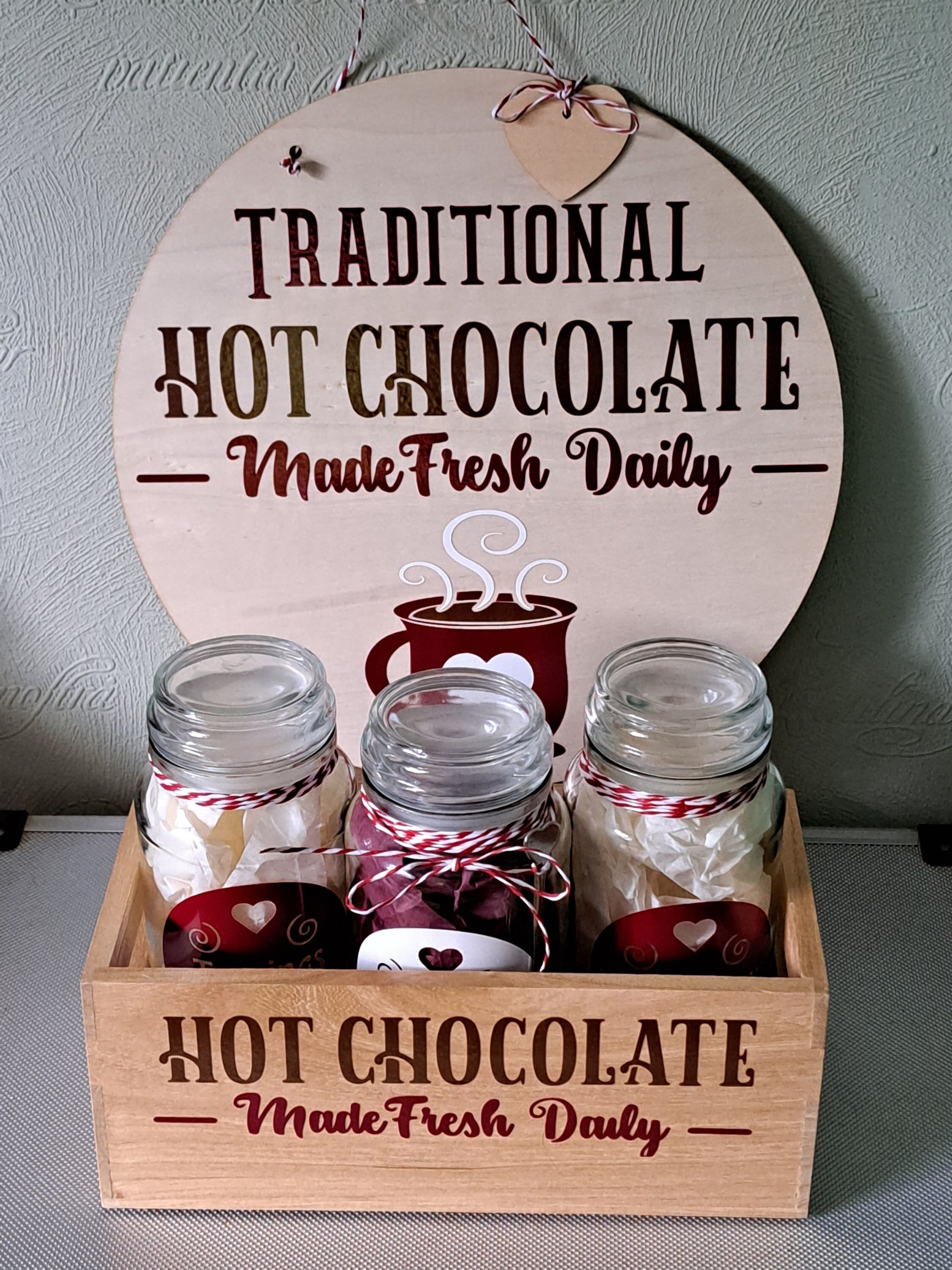 Rustic Hot Chocolate Station / Bar Sign, Crate, Glass Jars and Spoon - Etsy