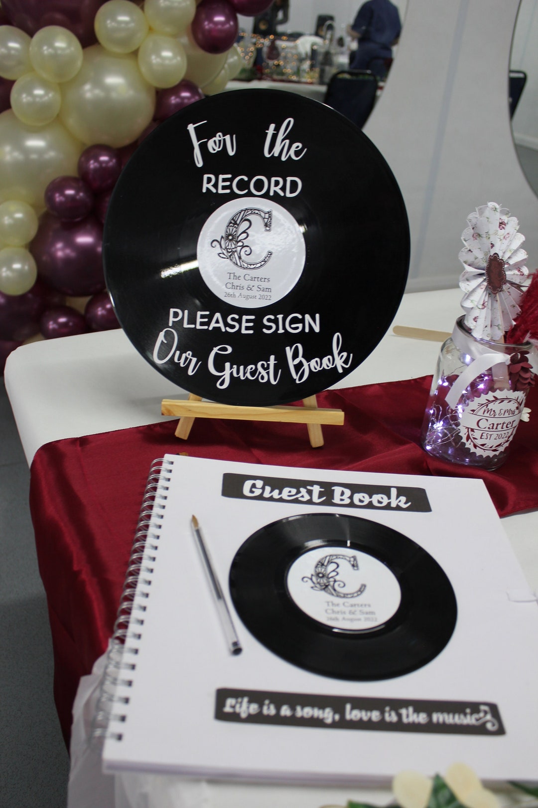 Retro Vinyl Record Personalised Wedding Guest Book and Sign - Etsy