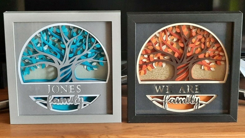 Personalised Family Tree 3D Layered Art Framed Shadow Box Handmade ...