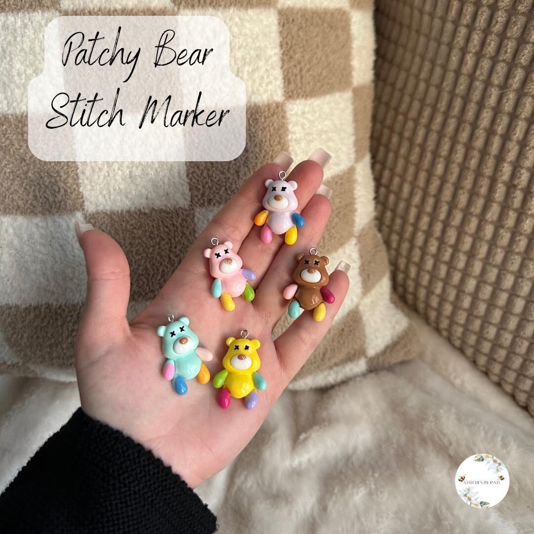 Custom Patchy Bear Stitch Marker - Lobster Clasp - Crochet/knitting - Etsy