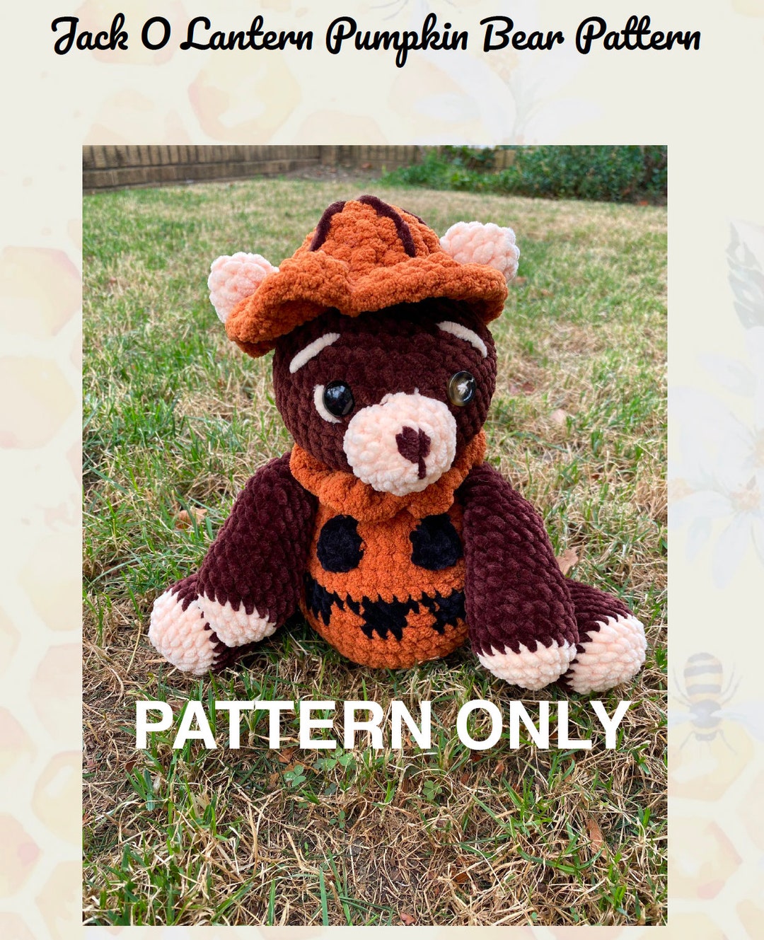 Jack O Lantern Pumpkin Bear Crochet PDF PATTERN - Digital File ...