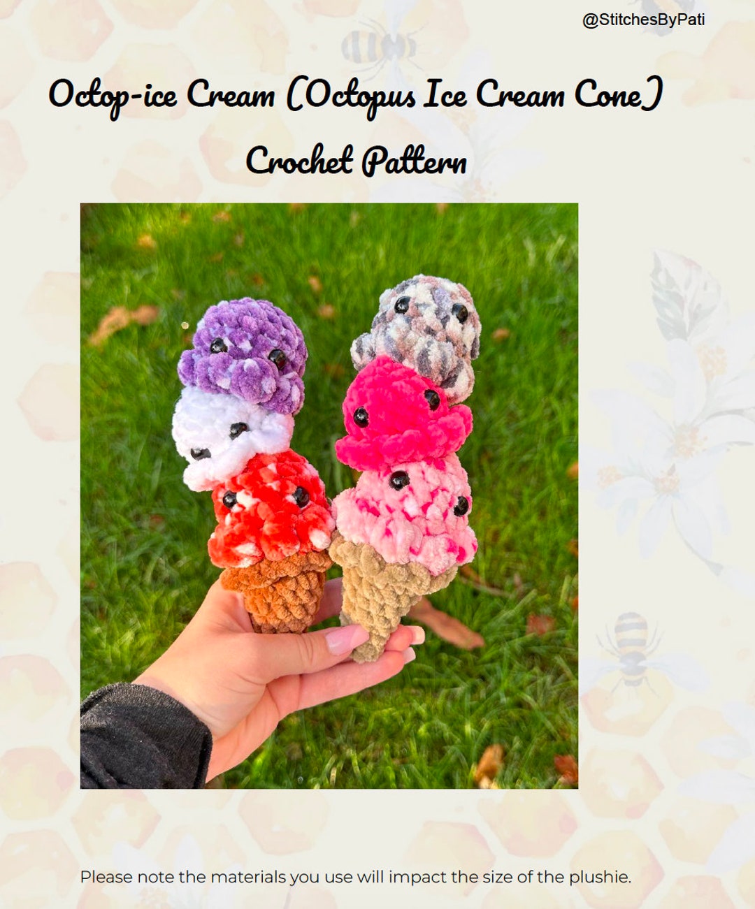 Octo-pice Cream - Octopus Ice Cream Cone - Crochet Pattern - Etsy