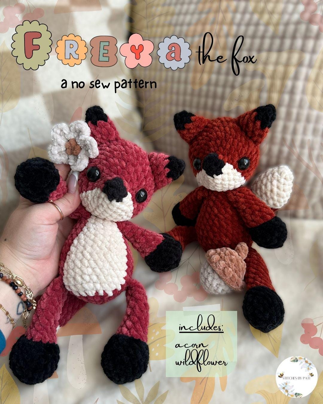 Freya the Fox Plushie Crochet Pattern - Includes Flower & Acorn ...