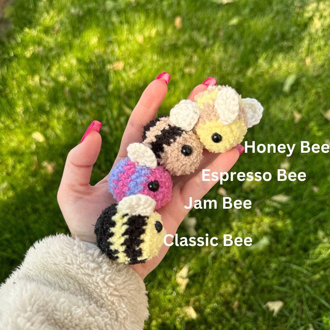 Mini Sparkly Bee Crochet Plushie - With Key Chain Option - Multiple ...