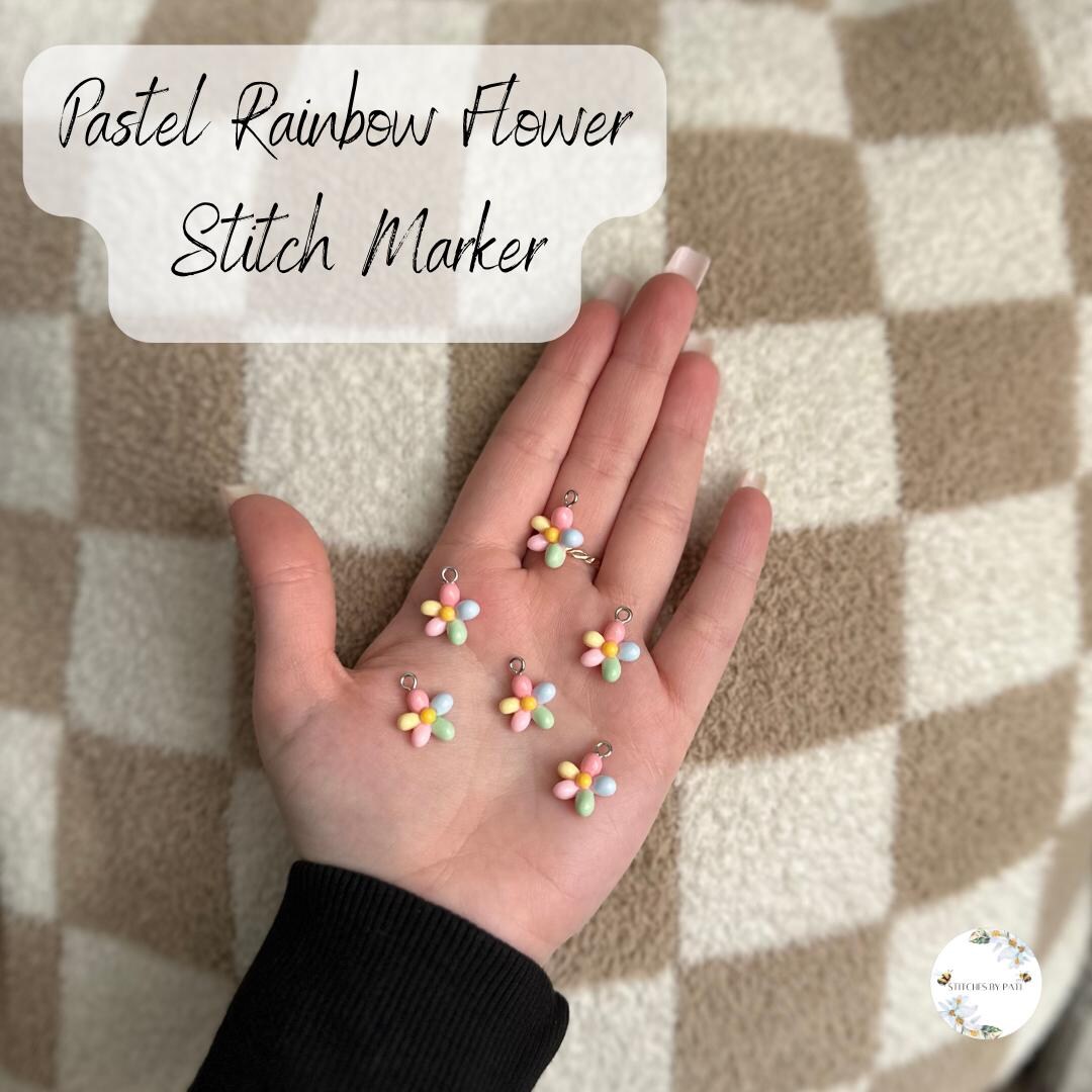 Custom Pastel Rainbow Flower Stitch Marker/bag Charm - Lobster Clasp ...