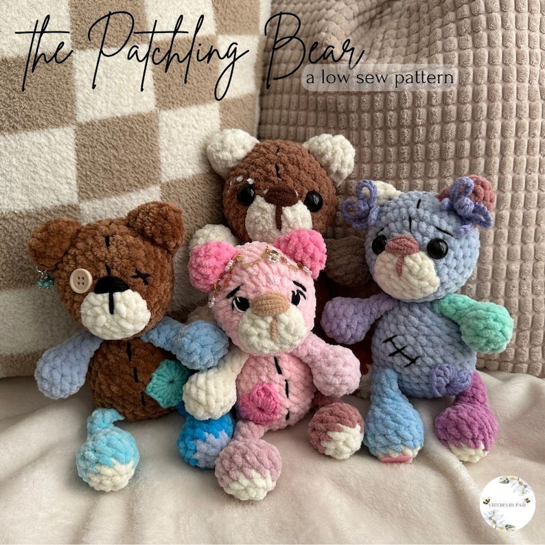 The Patchling Bear - Bear Crochet Pattern - Low Sew (base) Crochet ...