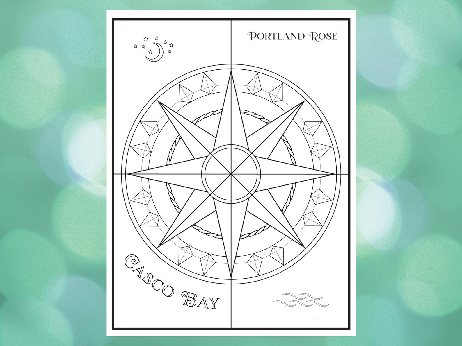 Bundle of 3 Compass Rose Digital Printable Coloring Pages US Letter ...