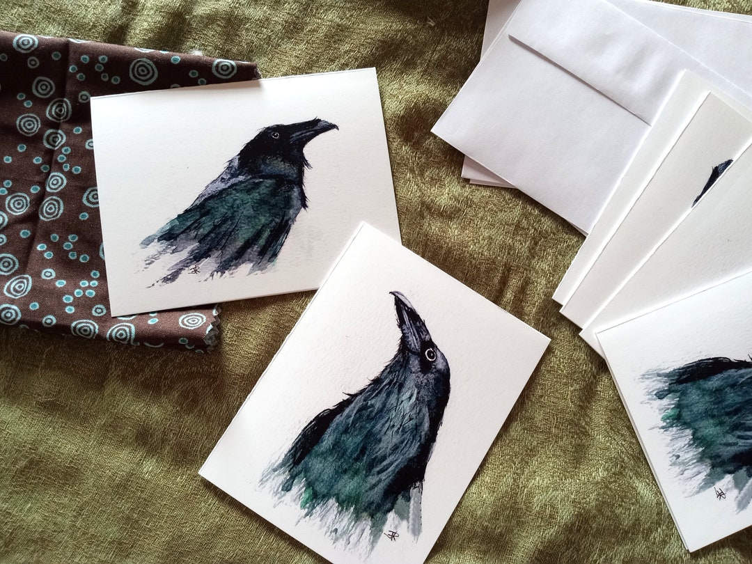 Raven Greeting Cards-prints of My Original Work 6 Cards 2 - Etsy