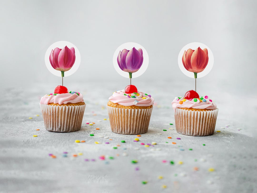 Tulip Cupcake Toppers: DIY Party Decor (digital Download) - Etsy