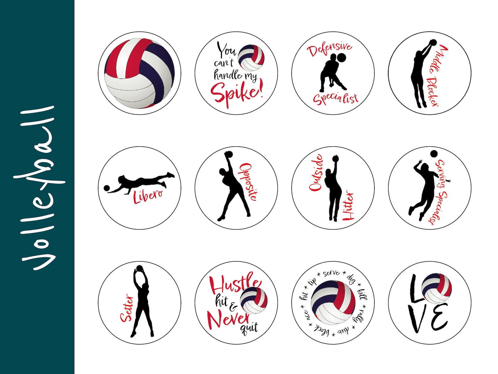 Volleyball Cupcake Toppers, Girls Volleyball Cupcake Printable ...