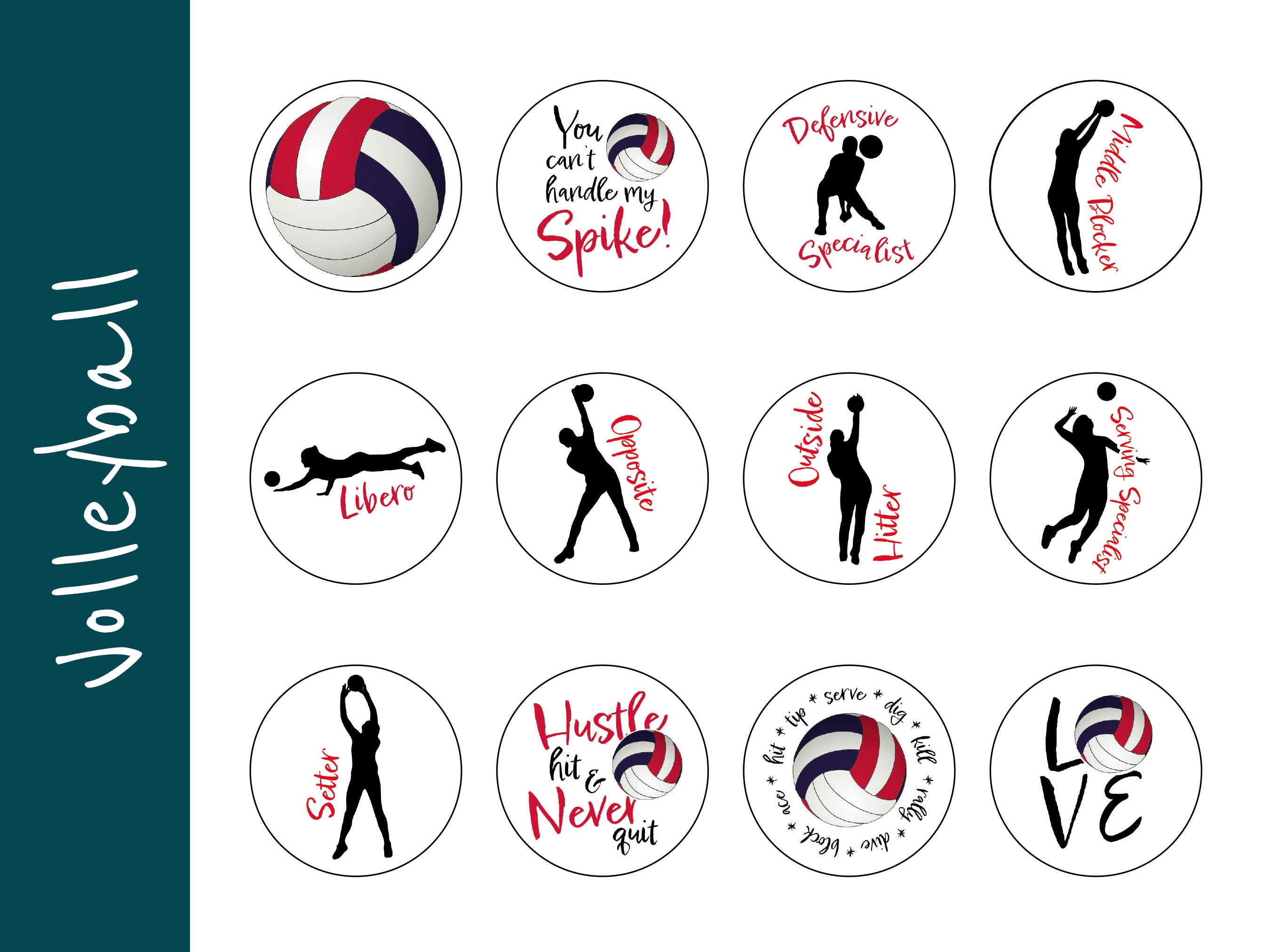 Volleyball Cupcake Toppers Girls Volleyball Cupcake - Etsy
