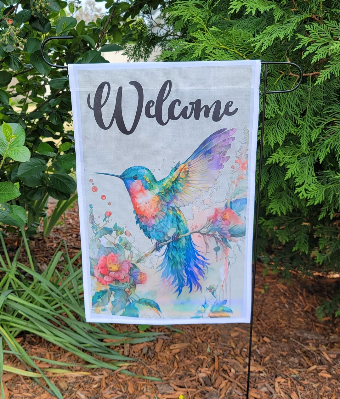 Hummingbird Welcome, Garden Flag, Yard Decor, Gift Idea, Outdoor ...