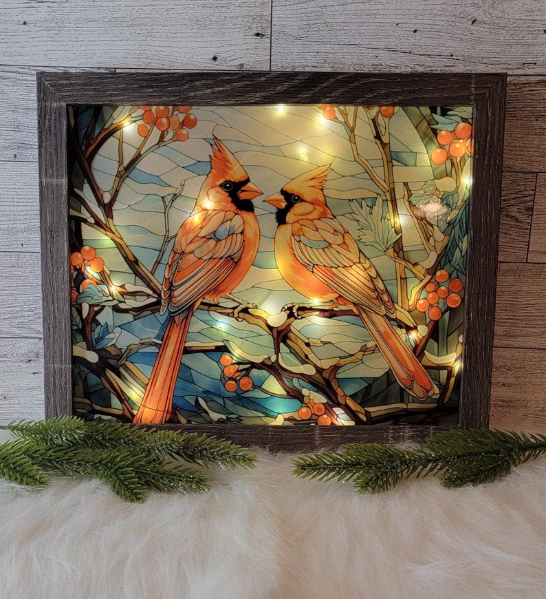 Cardinal Light up Shadow Box, Holiday Decor, Winter Scene, Bird Lover ...