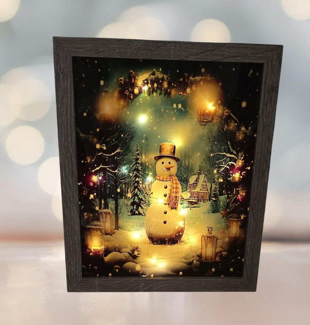 Snowman Light up Shadow Box, Holiday Decor, Winter Scene, Gift Idea ...