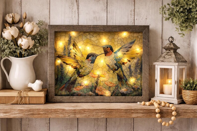 Hummingbird Light up Shadow Box, Bird Decor, Summer Scene, Gift Idea ...