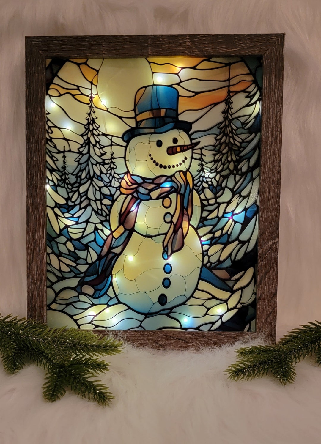 Snowman Light up Shadow Box, Holiday Decor, Winter Scene, Gift Idea ...