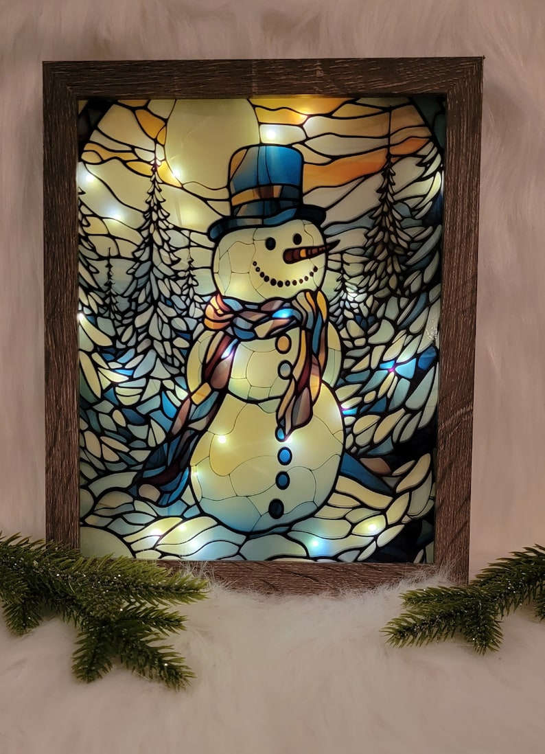 Snowman Light up Shadow Box, Holiday Decor, Winter Scene, Gift Idea ...